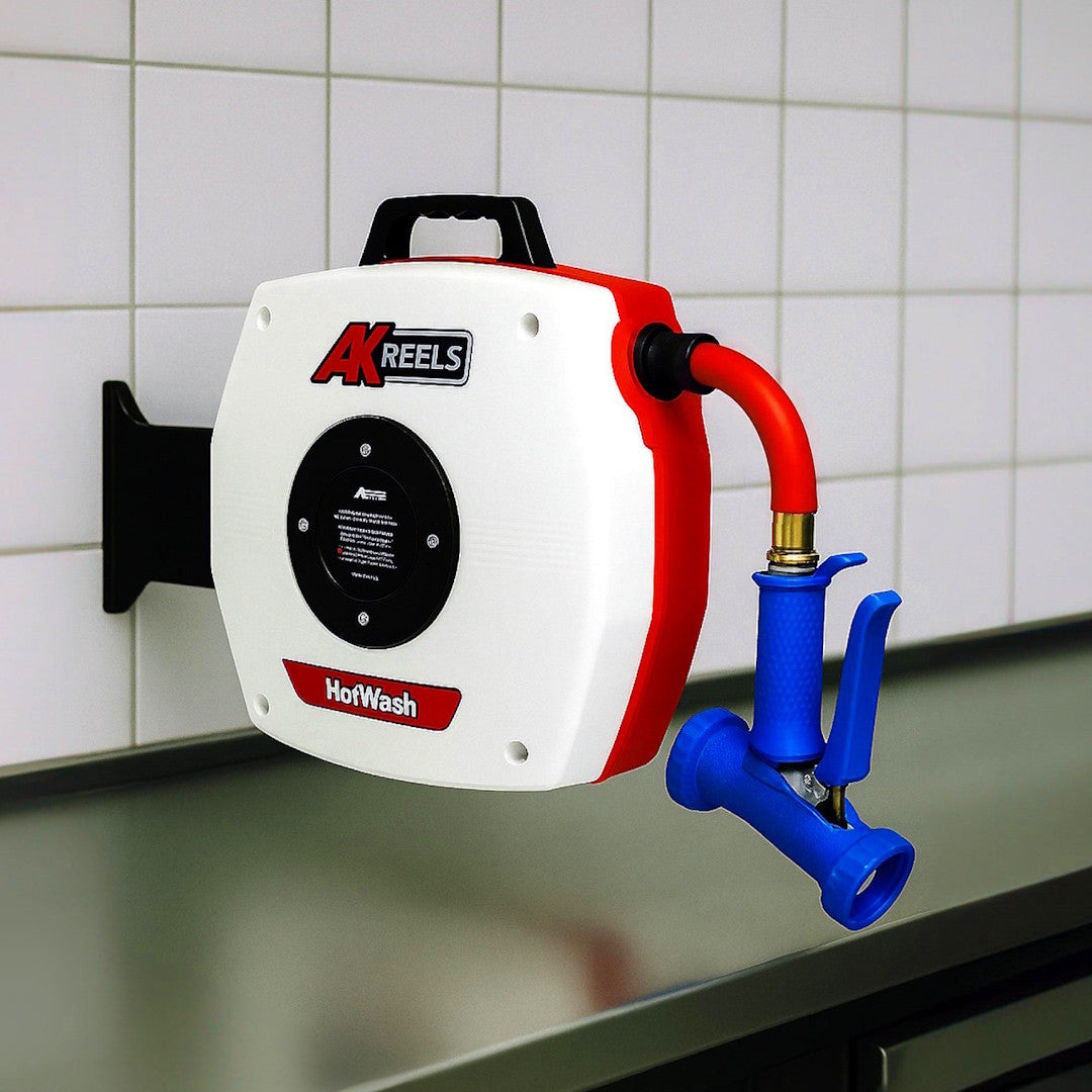 Retractable Hot Wash Water Hose Reel 12 mm Australian made AK Reels ...